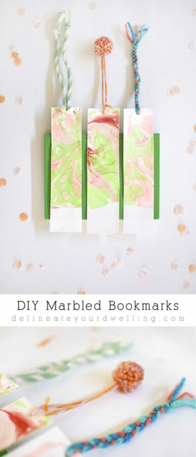 How to Marble Bookmarks with Paint - Delineate Your Dwelling
