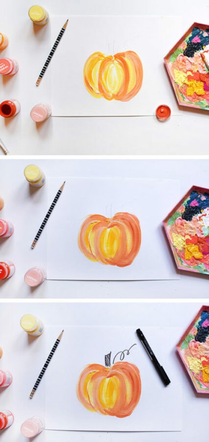 Tips to draw and paint a colorful Pumpkin - Delineate Your Dwelling