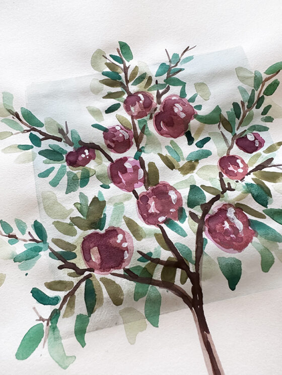 Fall Apple Tree Watercolor Print - Delineate Your Dwelling