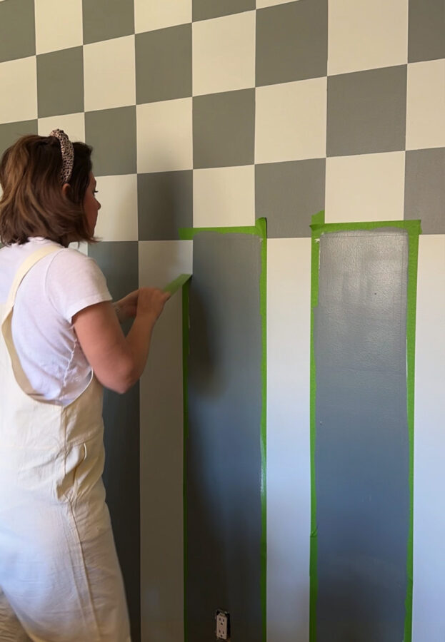 How to paint a Checker Pattern Accent Wall - Delineate Your Dwelling