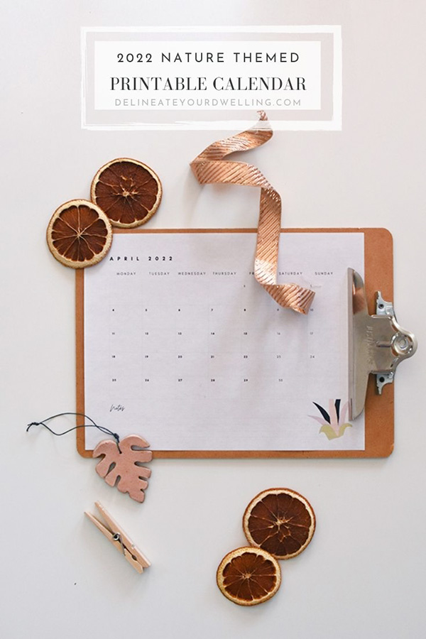 2022 Nature themed Printable Calendar - Delineate Your Dwelling