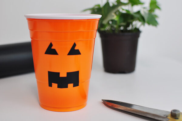 Plastic Cup Pumpkin Planter