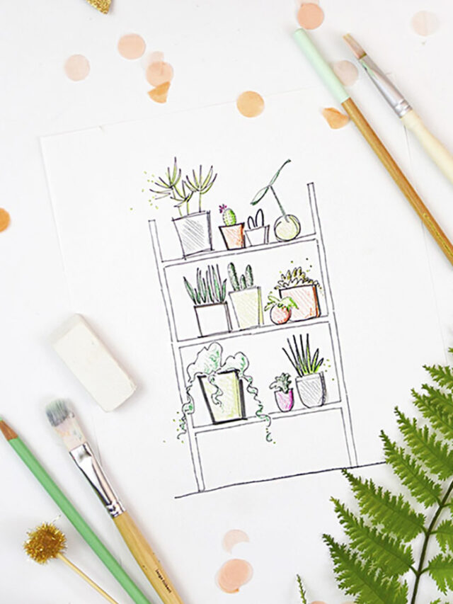 Plant Shelfie Coloring Page - Delineate Your Dwelling